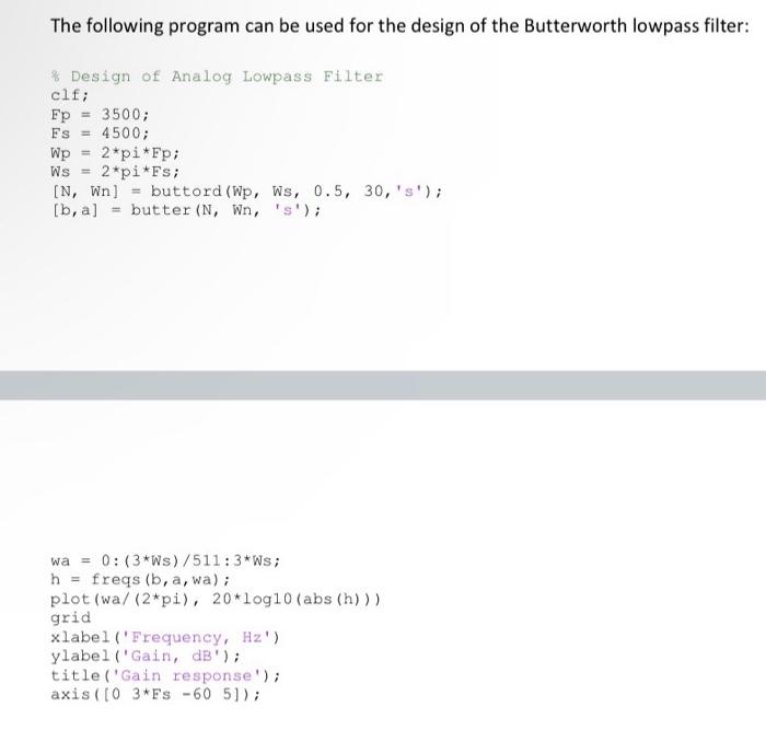 Solved The following program can be used for the desige of | Chegg.com