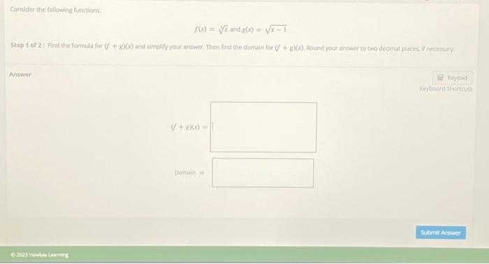 Solved Consider the following functions. f(x)=x and g(x)=x−1 | Chegg.com