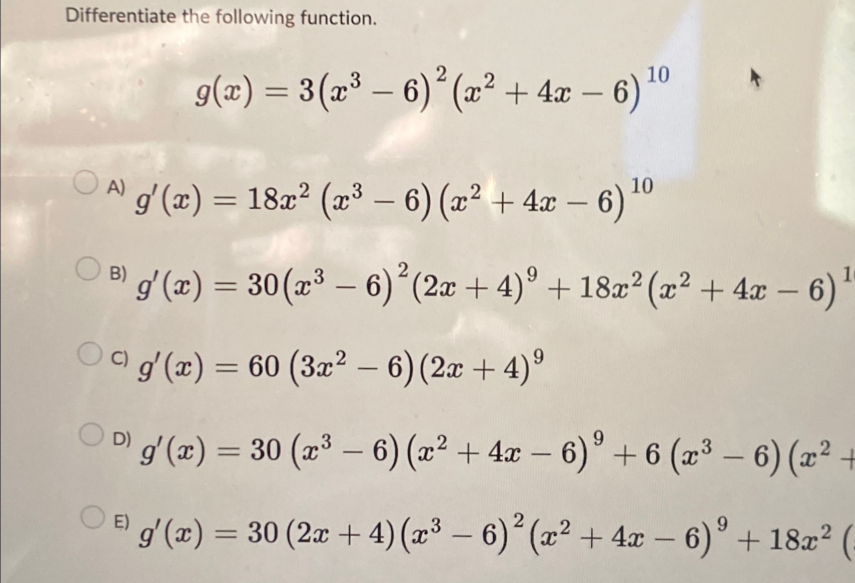 Solved Differentiate the following | Chegg.com