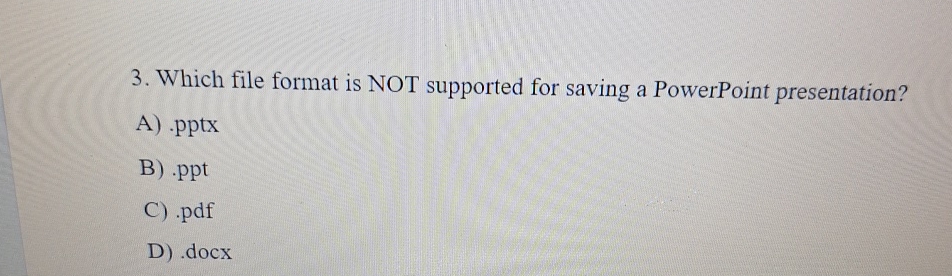 Solved Which file format is NOT supported for saving a | Chegg.com