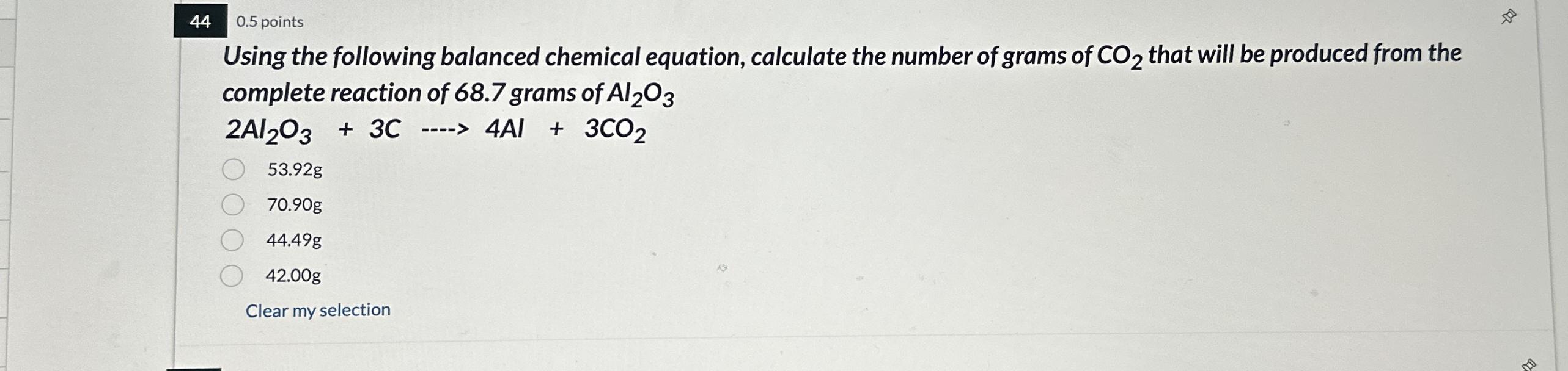 Solved 440.5 ﻿pointsUsing the following balanced chemical | Chegg.com