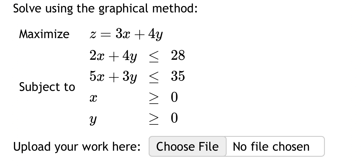 Solved Solve using the graphical method: ﻿Maximize | Chegg.com