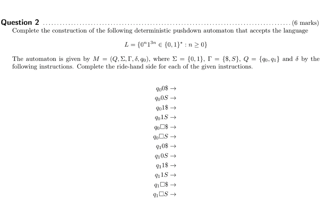 Solved Question 2(6 ﻿marks)Complete the construction of the | Chegg.com
