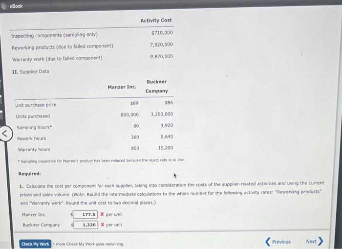 Solved Activity-Based Supplier Costing Bowman Company | Chegg.com