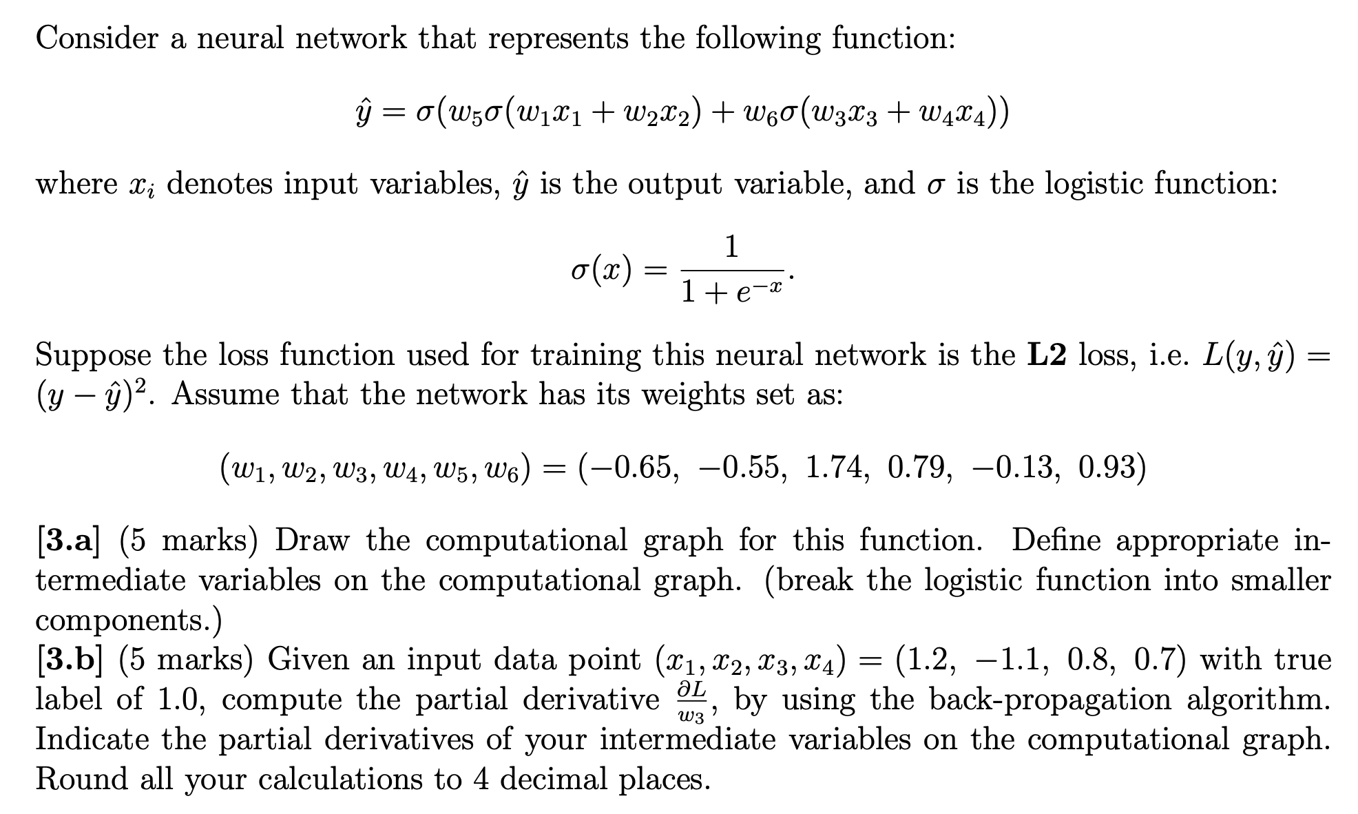 Solved Consider a neural network that represents the | Chegg.com