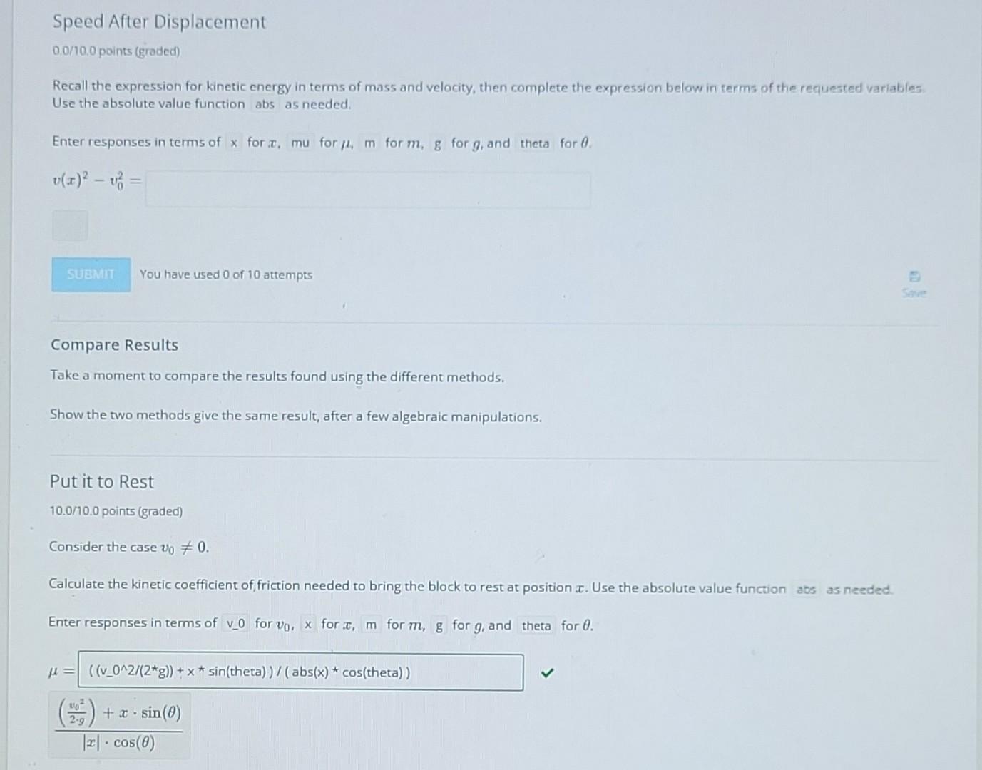 Solved H: Block on Ramp w Friction - Kinematics and Energy A | Chegg.com