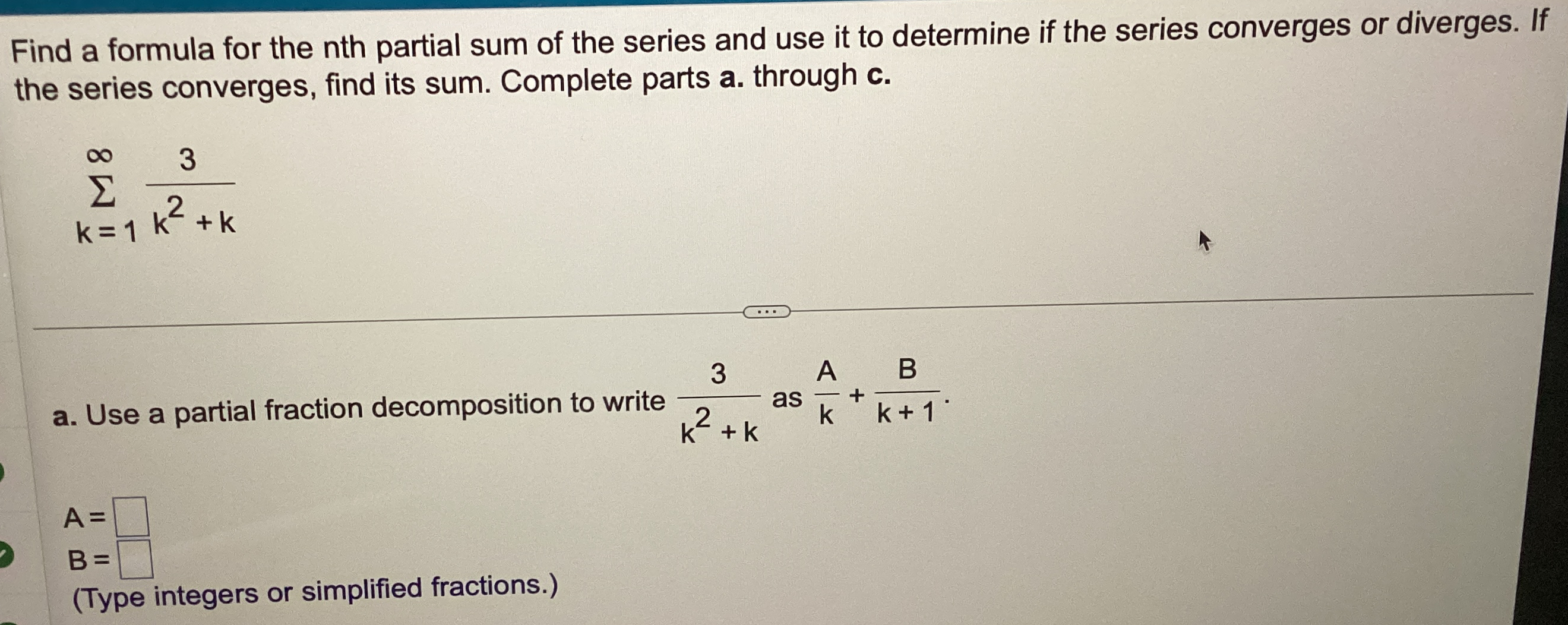 Solved Find a formula for the nth partial sum of the series | Chegg.com