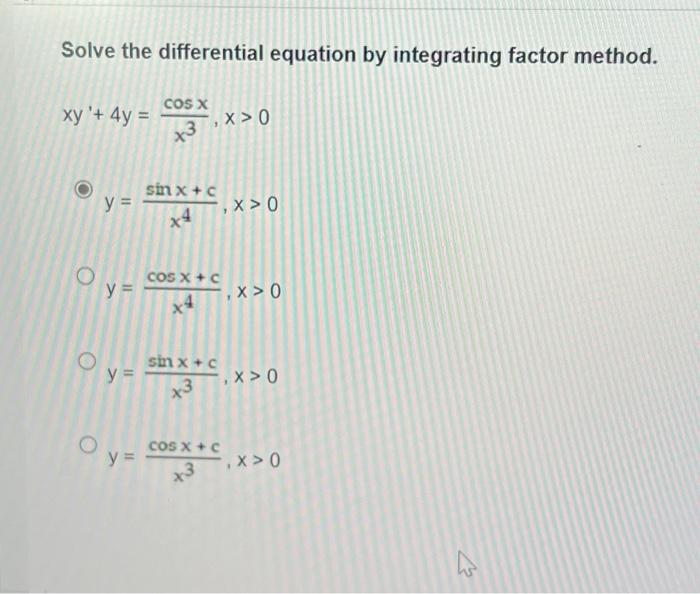 Solved Solve the differential equation by integrating factor | Chegg.com