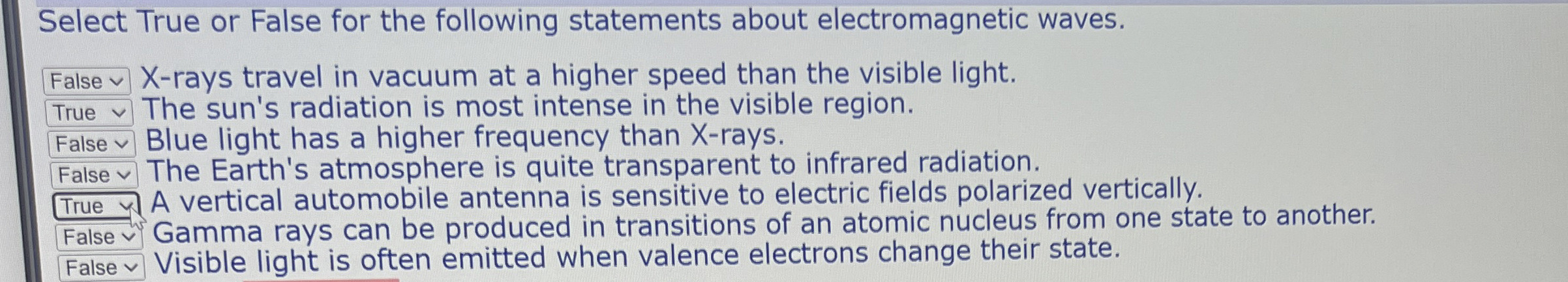 Solved Select True or False for the following statements | Chegg.com