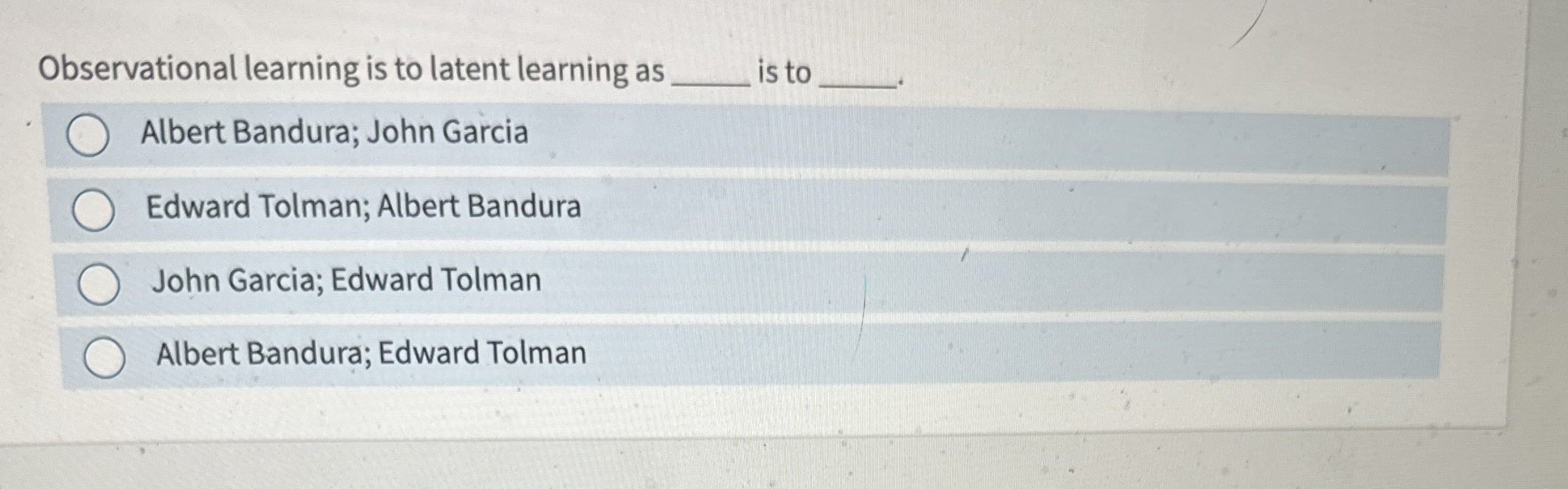 Solved Observational learning is to latent learning as q, | Chegg.com