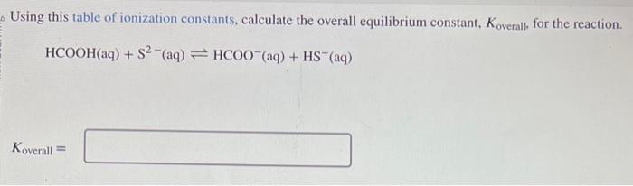 Solved Using this table of ionization constants, calculate | Chegg.com