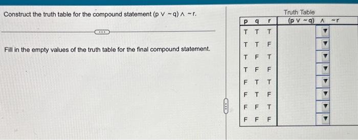 [solved] Construct The Truth Table For The Compound Statem