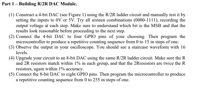 Part 1 - Building R/2R DAC Module. (1) Construct a | Chegg.com
