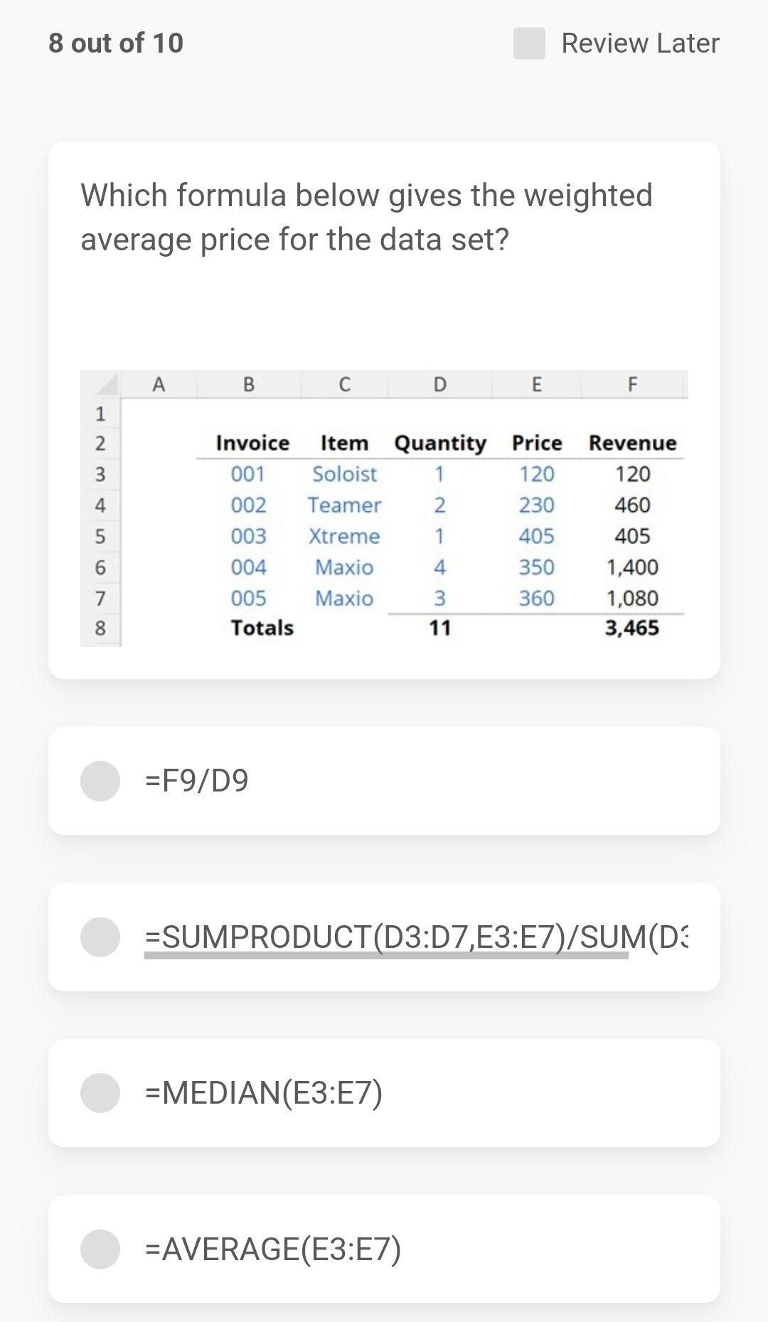 Solved 8 ﻿out of 10Review LaterWhich formula below gives the | Chegg.com