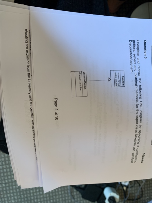 Solved Question 3 Complete and redraw the following UML | Chegg.com