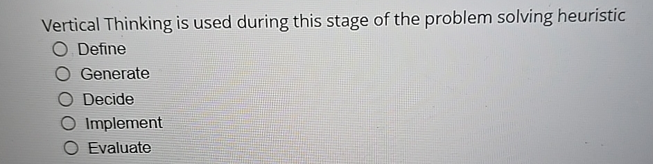 Vertical Thinking is used during this stage of the | Chegg.com