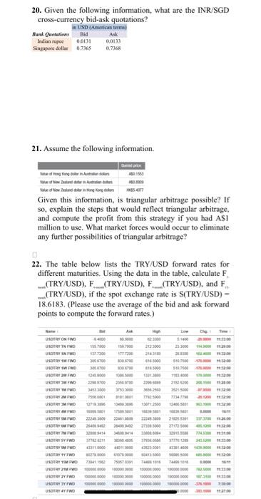 Solved 20. Given the following information, what are the | Chegg.com