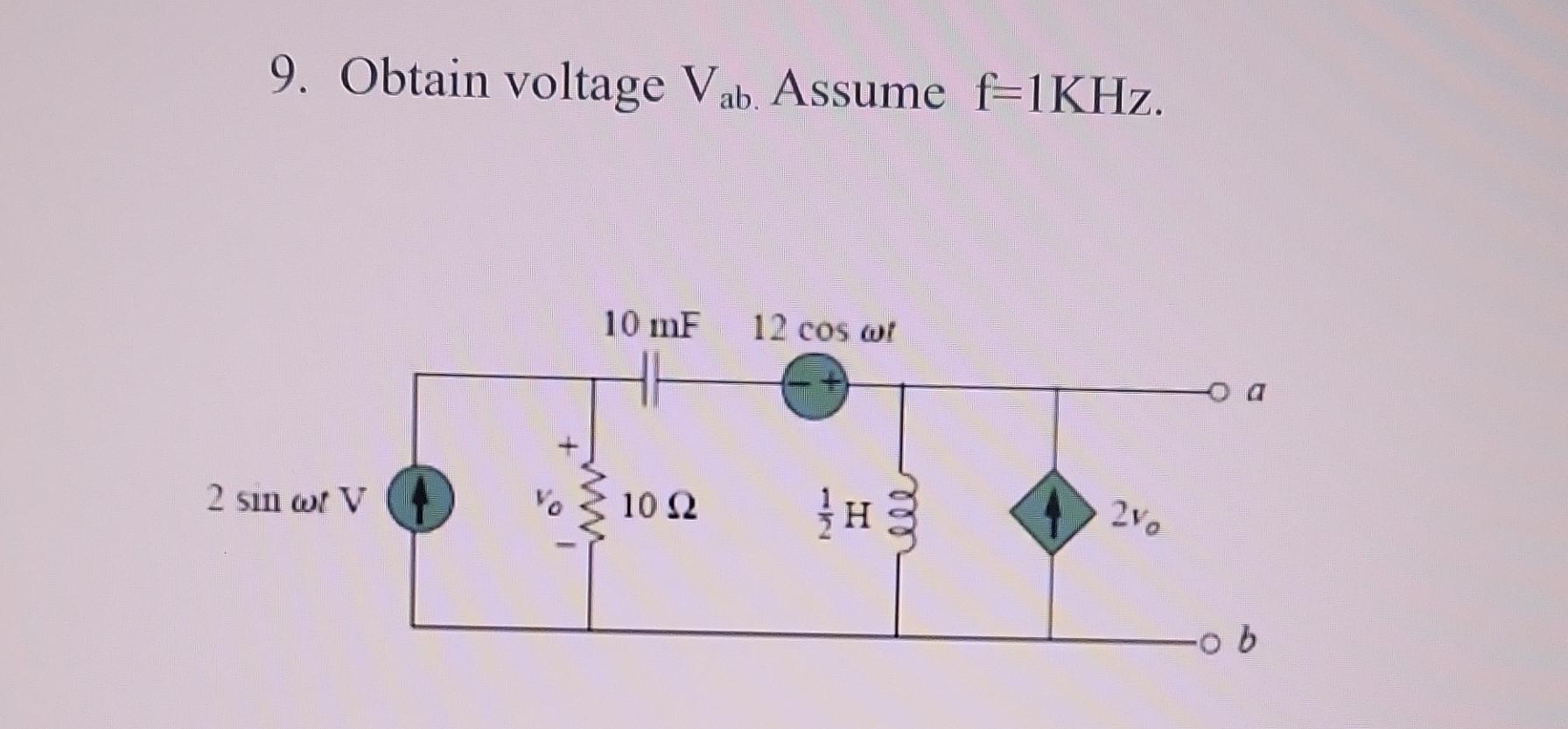 Solved Obtain voltage Vab. ﻿Assume f=1KHz. | Chegg.com