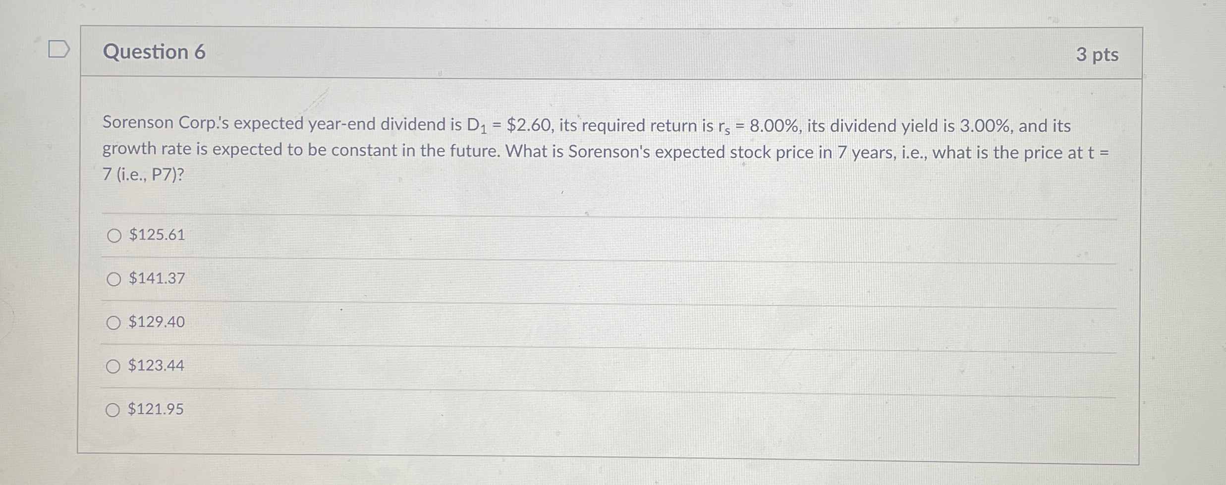 Solved Question 63 ﻿ptsSorenson Corp.'s expected year-end | Chegg.com