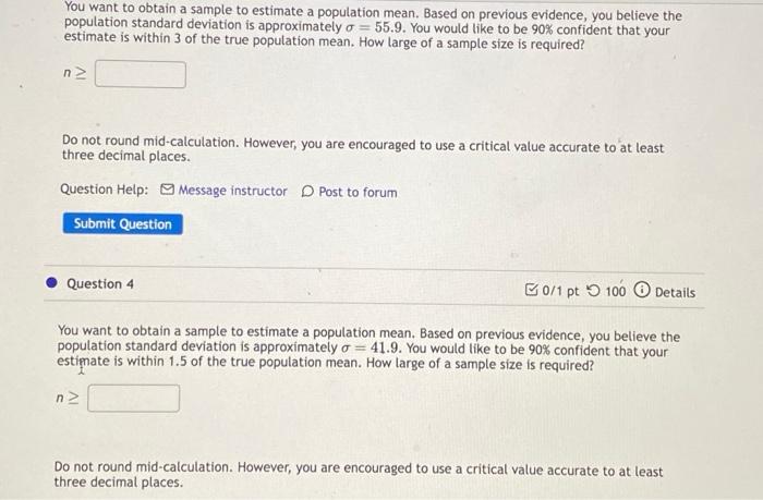 Solved You want to obtain a sample to estimate a population | Chegg.com