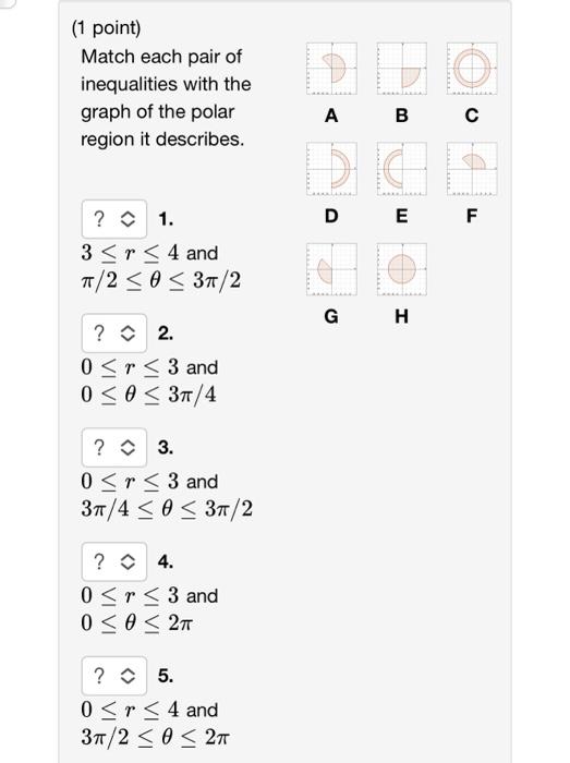 Solved (1 point) Match each pair of inequalities with the | Chegg.com