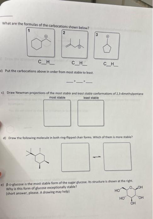 Solved What are the formulas of the carbocations shown | Chegg.com