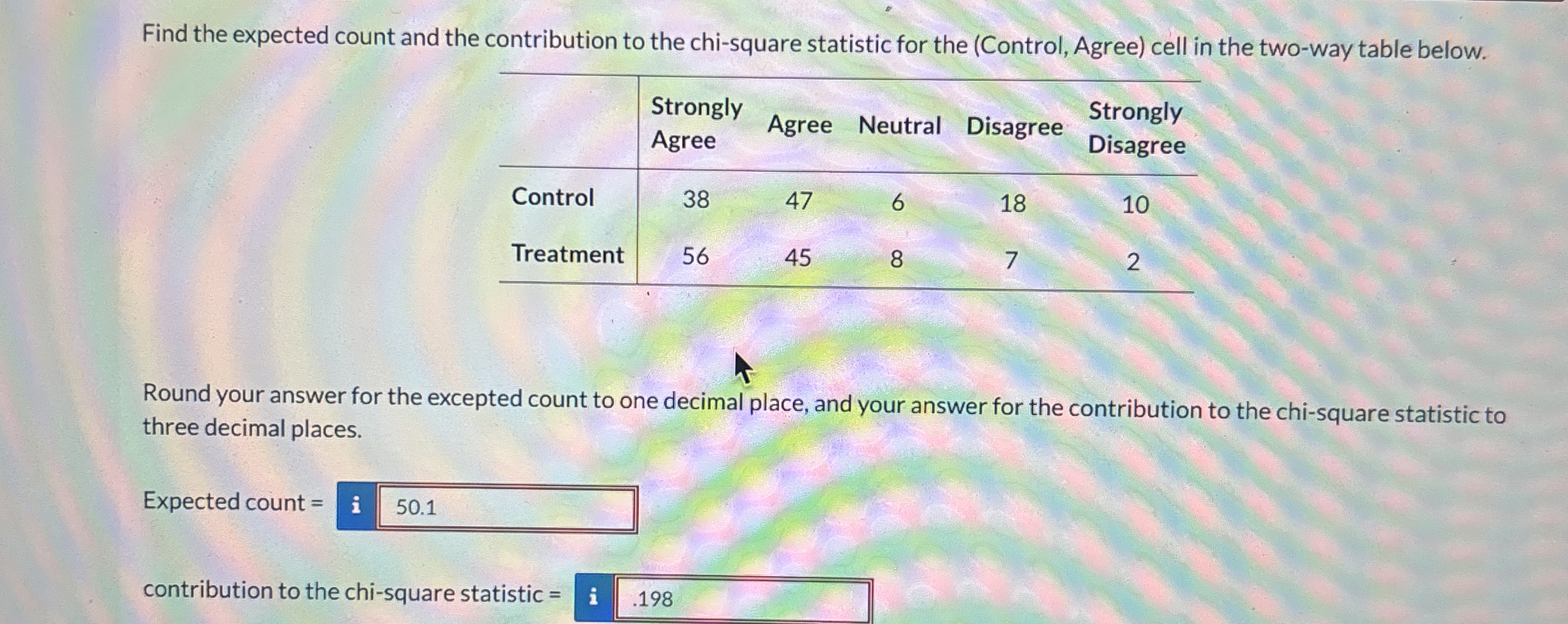 Solved Find the expected count and the contribution to the | Chegg.com