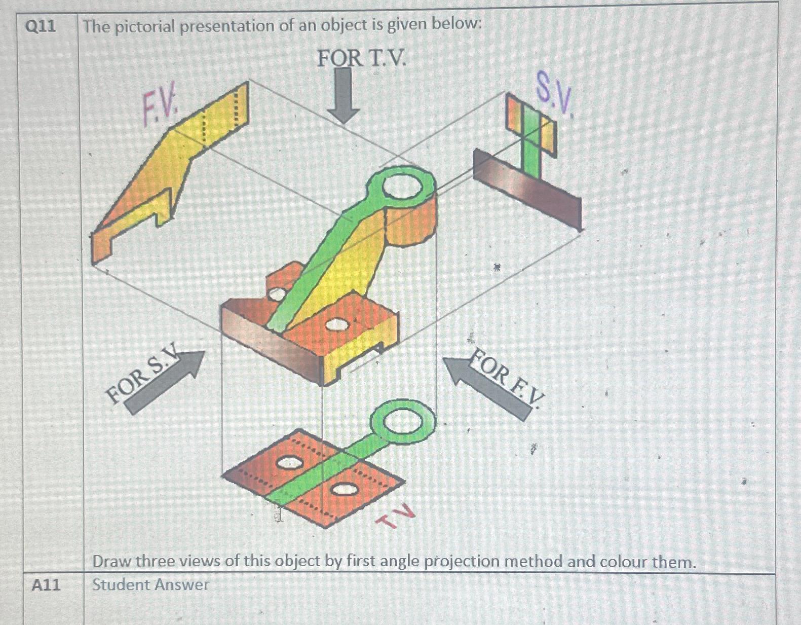Solved Q11 ﻿The pictorial presentation of an object is given | Chegg.com