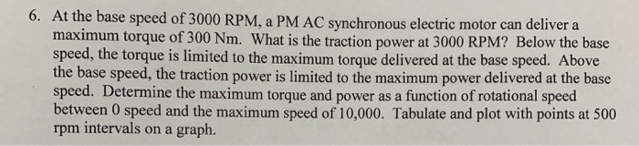 Solved 6. At the base speed of 3000 RPM, a PM AC synchronous | Chegg.com