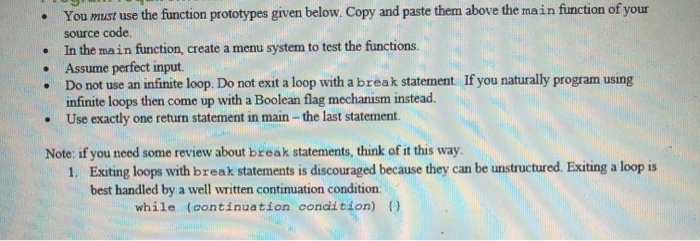 Solved • You must use the function prototypes given below. | Chegg.com