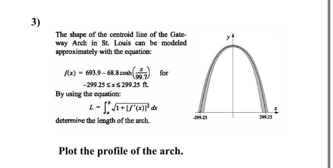 Solved The shape of the centroid line of the Gateway Arch in | Chegg.com