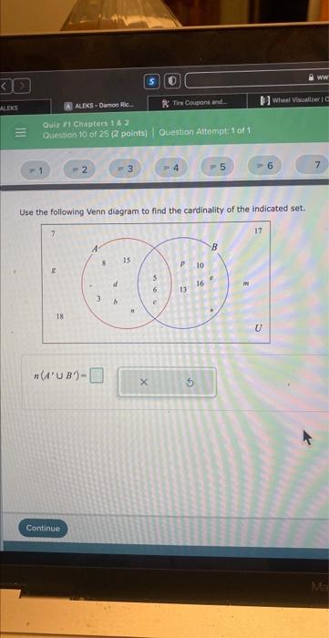 Solved Use the following venn diagram to find the | Chegg.com