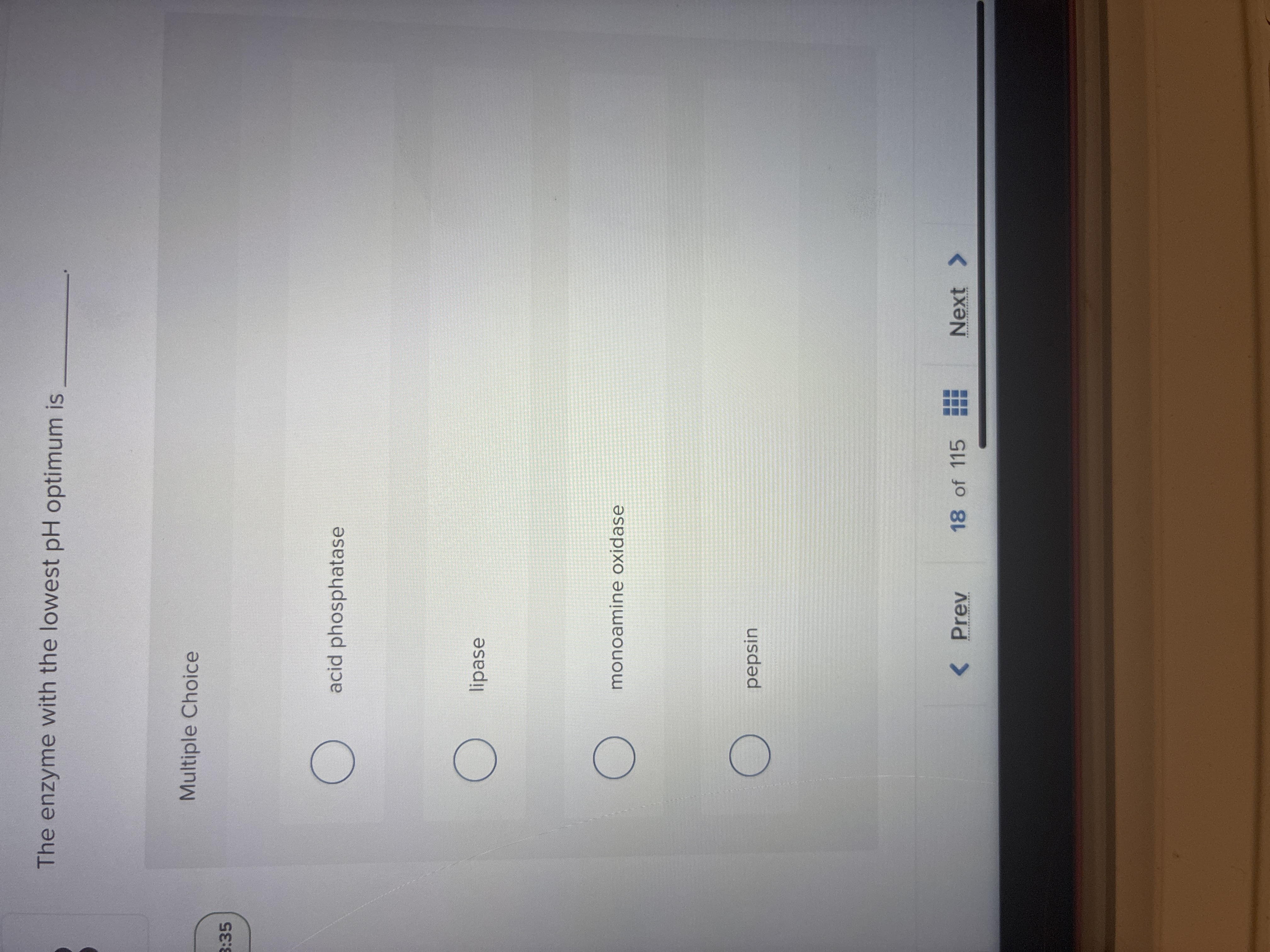 Solved The enzyme with the lowest pH optimum isMultiple | Chegg.com