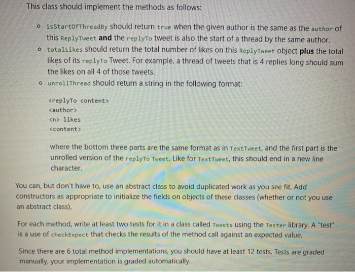 Solved In a file Tweets.java, write an interface called | Chegg.com
