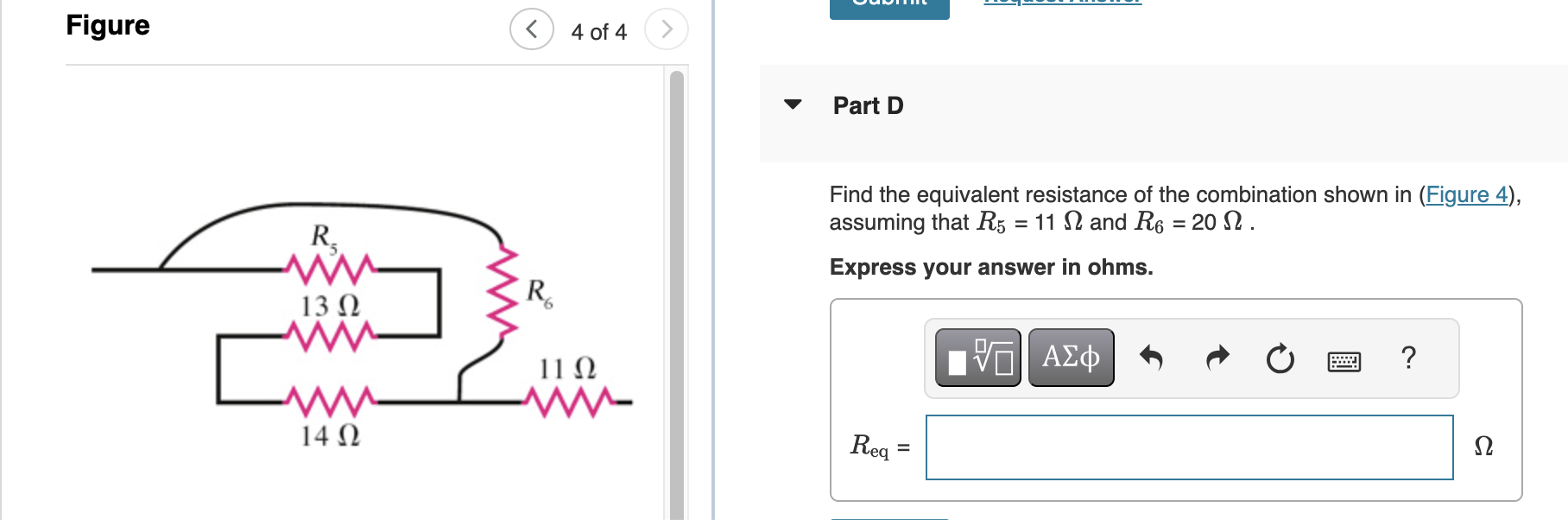 [Solved]: Part C Find the equivalent resistance of the combi
