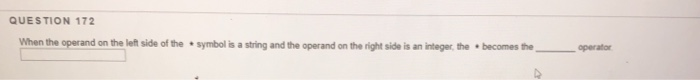 Solved QUESTION 172 When the operand on the left side of the | Chegg.com