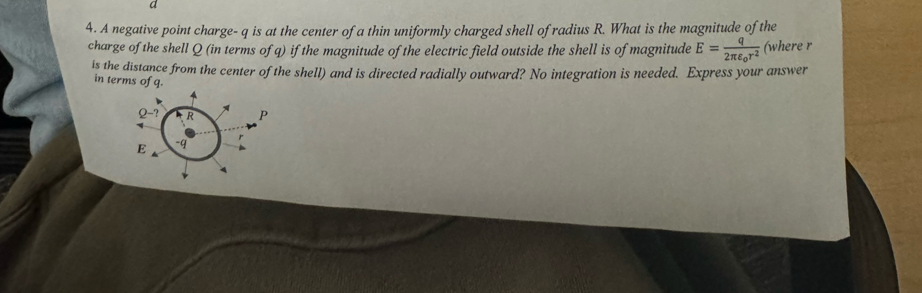 Solved A negative point charge- q ﻿is at the center of a | Chegg.com