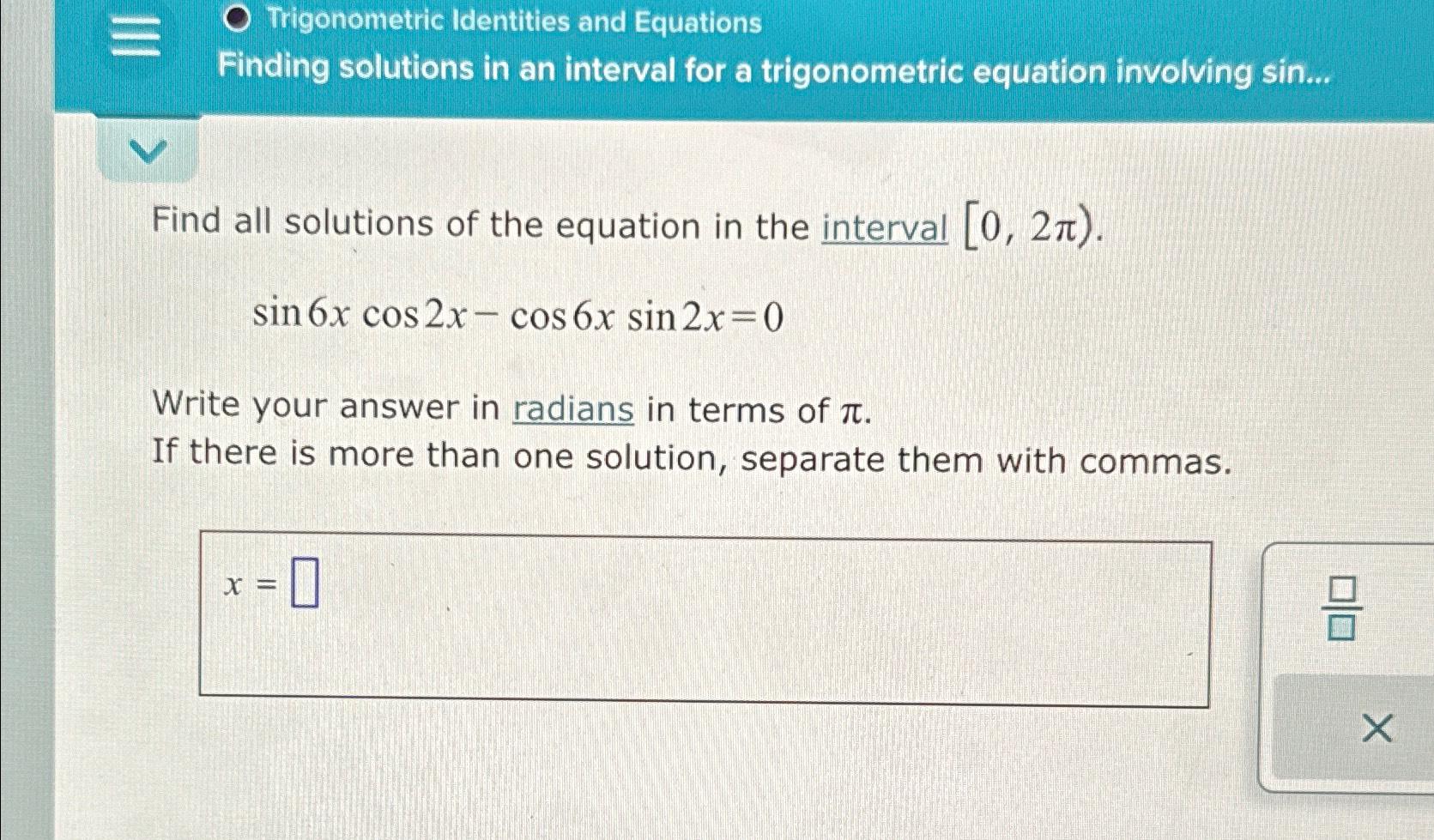 Solved Trigonometric Identities And Equations Finding
