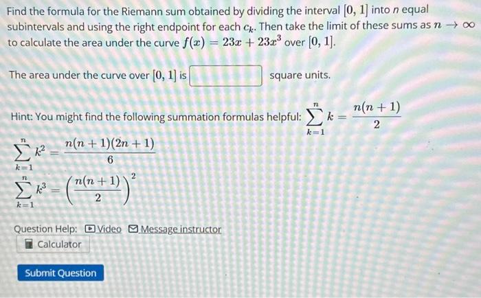 Solved Find the formula for the Riemann sum obtained by | Chegg.com