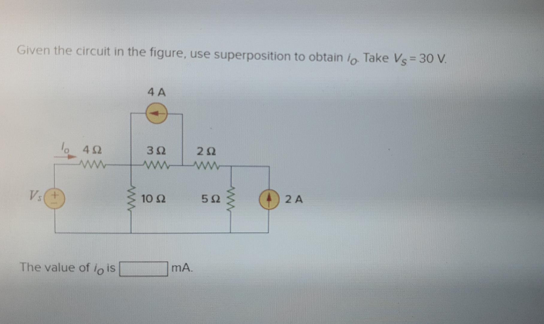 Solved Given the circuit in the figure, use superposition to | Chegg.com