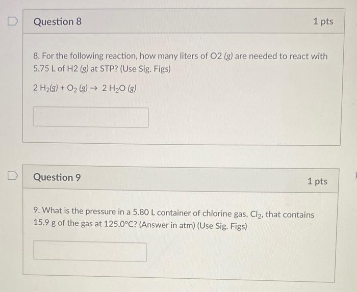 Solved 8. For the following reaction, how many liters of O2( | Chegg.com