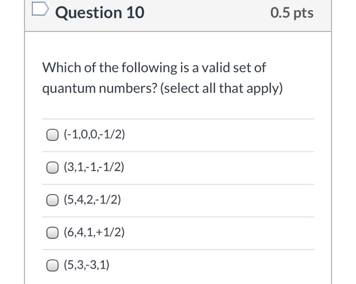 Solved Question 9 0.5 pts Which of the following is a valid | Chegg.com