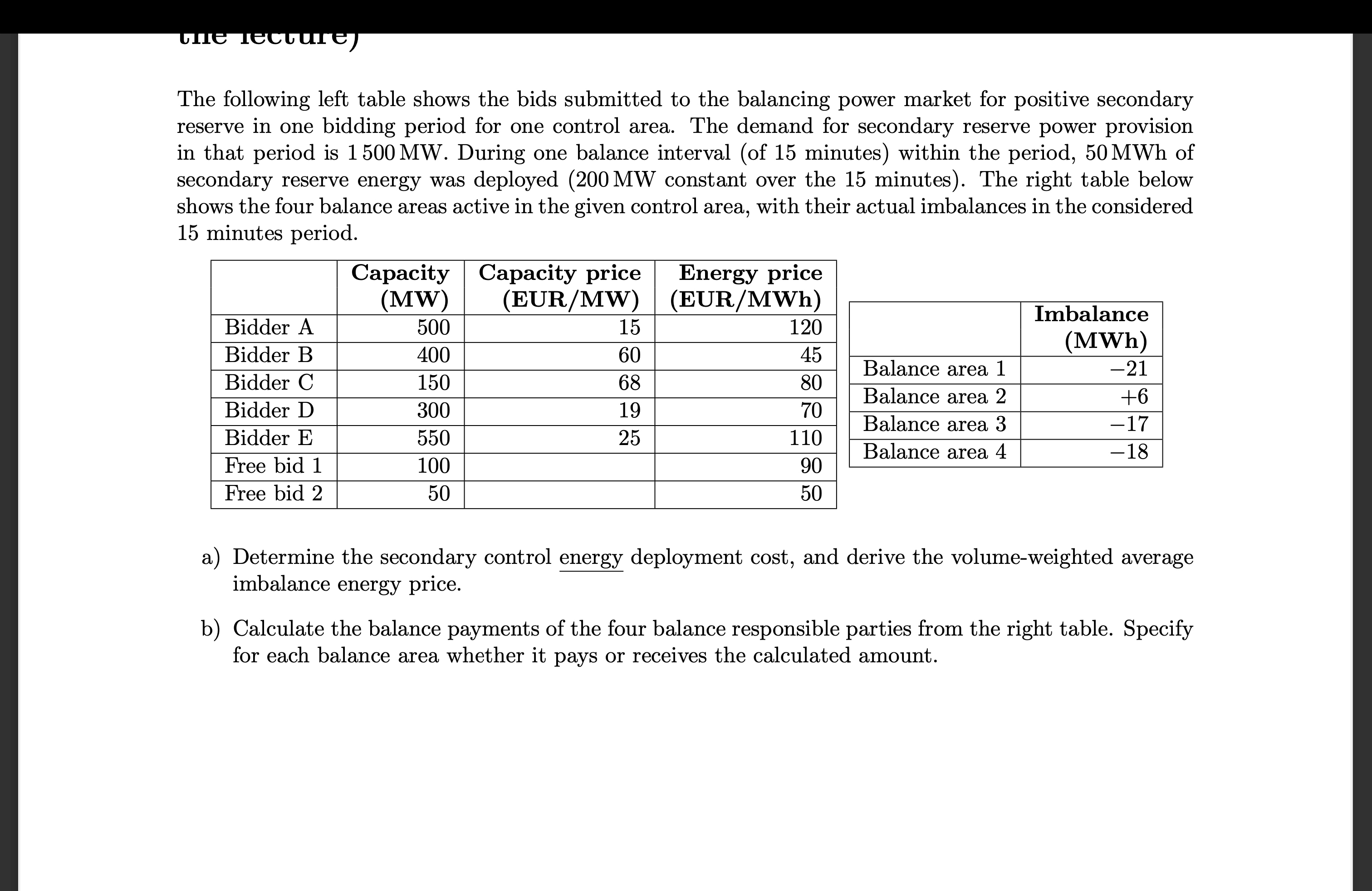 Solved The following left table shows the bids submitted to | Chegg.com