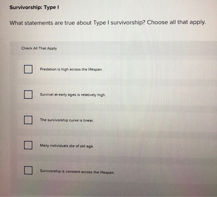 Solved Survivorship Type I What Statements Are True About Chegg solved-survivorship-type-i-what-statements-are-true-about-chegg