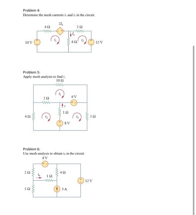 Solved Problem 4: Determine the mesh currents it and iz in | Chegg.com