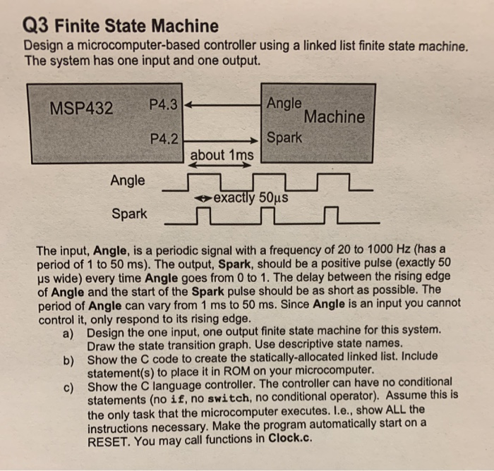 Q3 Finite State Machine Design a microcomputer-based | Chegg.com