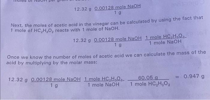 Solved 12.32 g 0.00128 mole NaOH 1 g Next, the moles of | Chegg.com