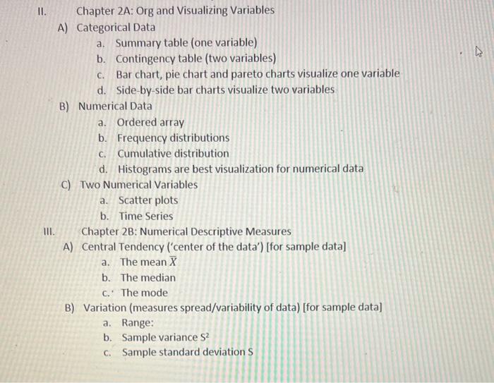 Solved II. Chapter 2A: Org and Visualizing Variables A) | Chegg.com