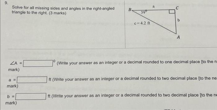 Solved 9 Solve For All Missing Sides And Angles In The Chegg