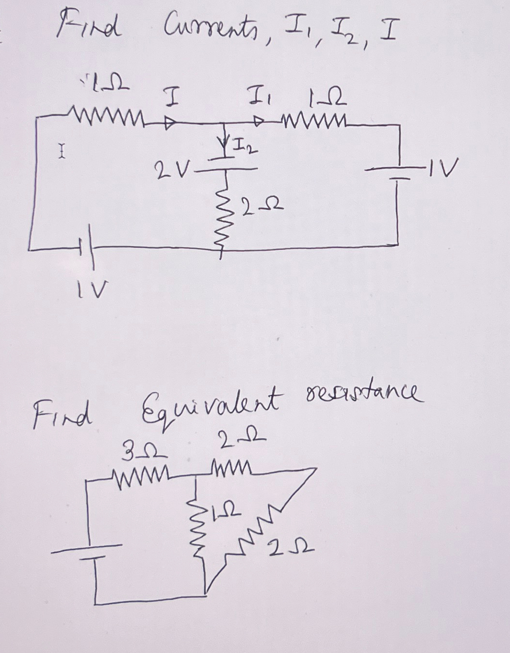Solved Find Currents, I1,I2,IFind Equivalent resistance ∩Ω | Chegg.com